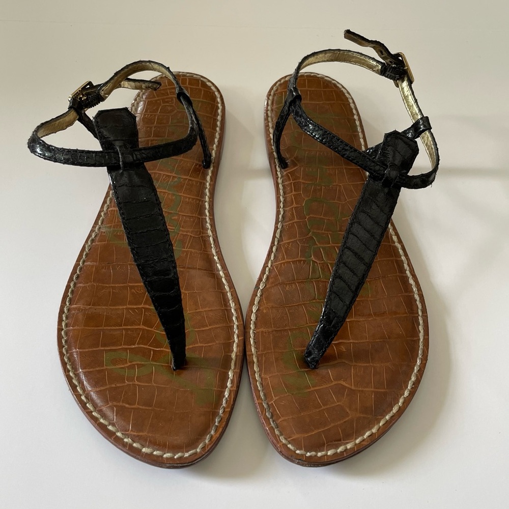 Sam Edelman Gigi Leather Thong Sandal Black Size 8.5 - Gem
